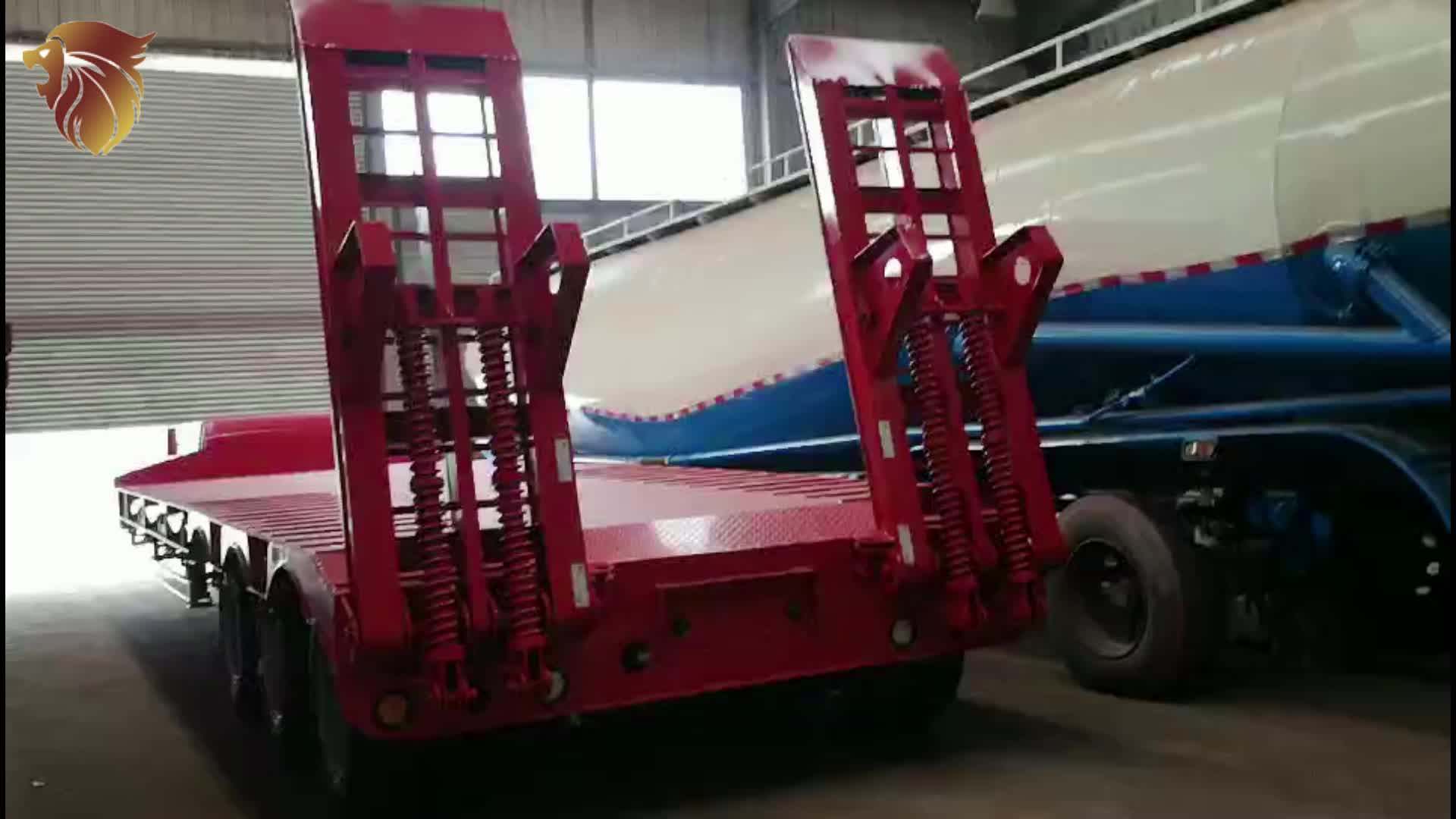 Hyuan 3axle 80ton 100ton Low Bed Lowbed Lowboy Low Loader Excavator ...