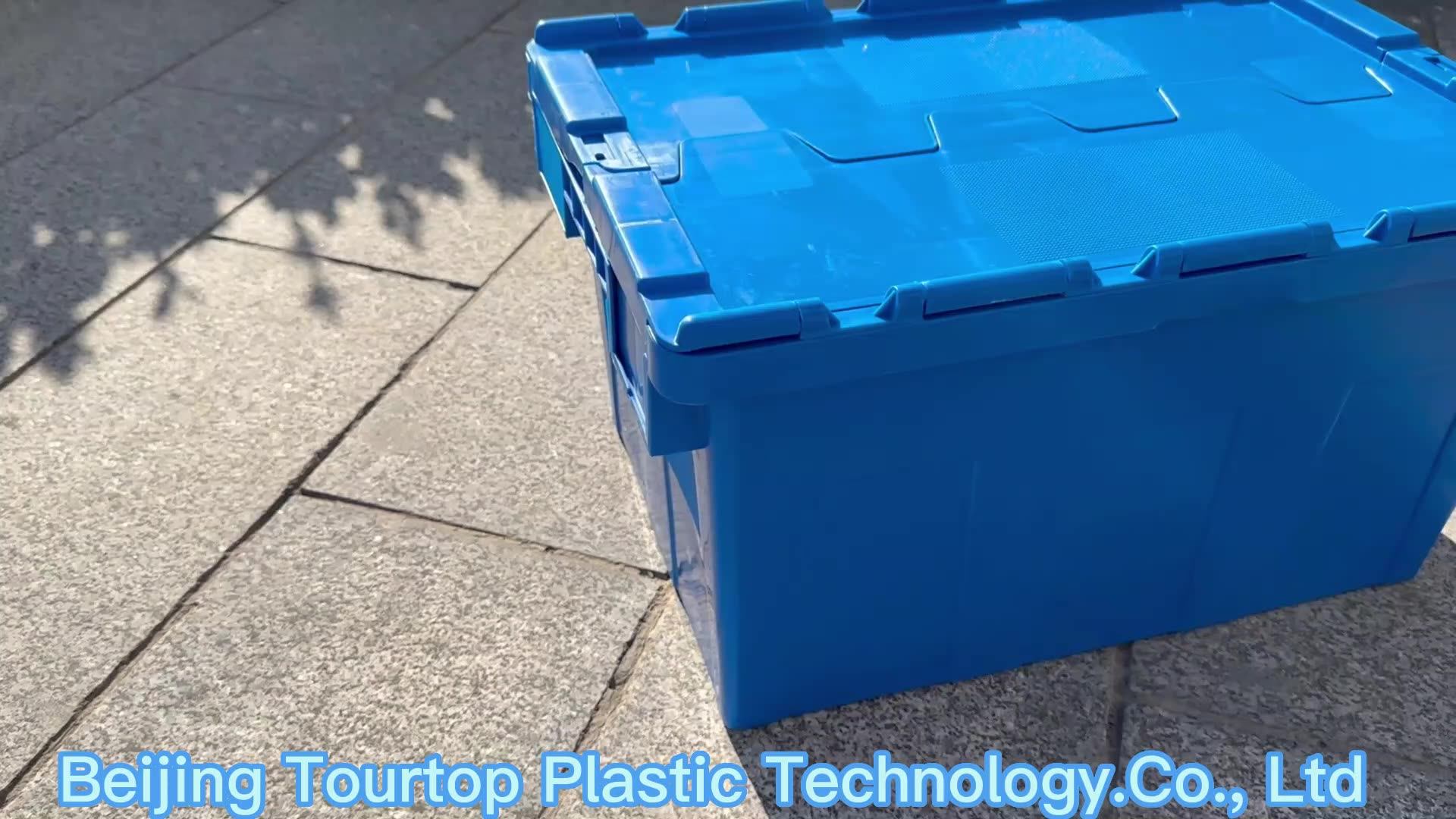 Industrial Storage Tote Pp Box Reusable Attached Lid Container Crate ...