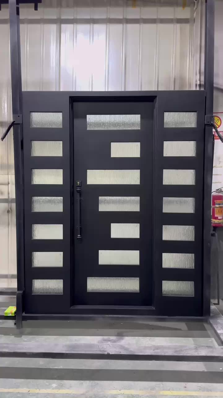 Elegant Modern French Commercial Steel Glass Door Simple Wrought Iron ...