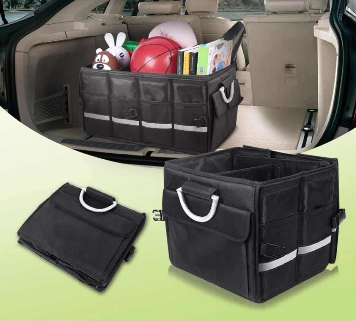 Heavy Duty Waterproof Collapsible Car Trunk Organizer With Lid Travel ...