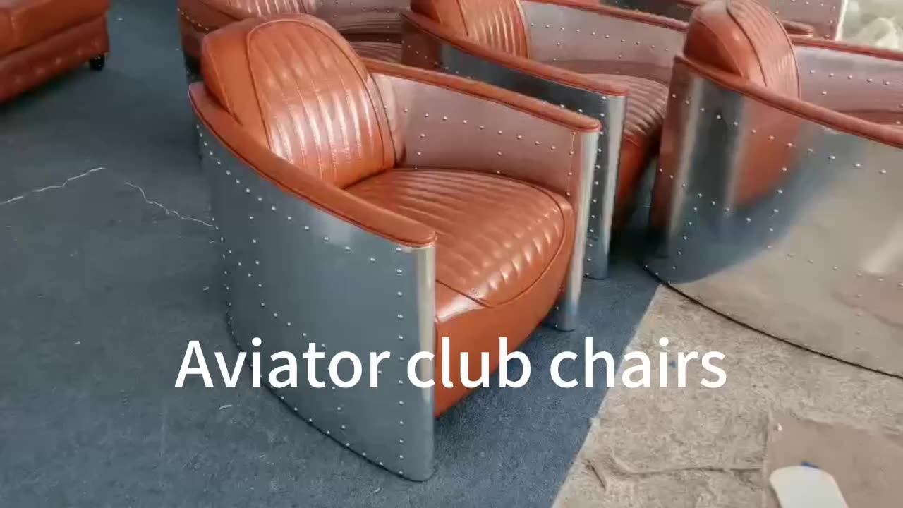 Aviation Style Cigar Club Lounge Furniture Vintage Genuine Leather ...