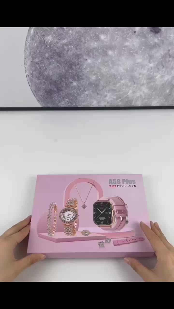 A58 Plus Couple Watch Sets Pair Men Smartwatch + Luxury Women Diamond ...