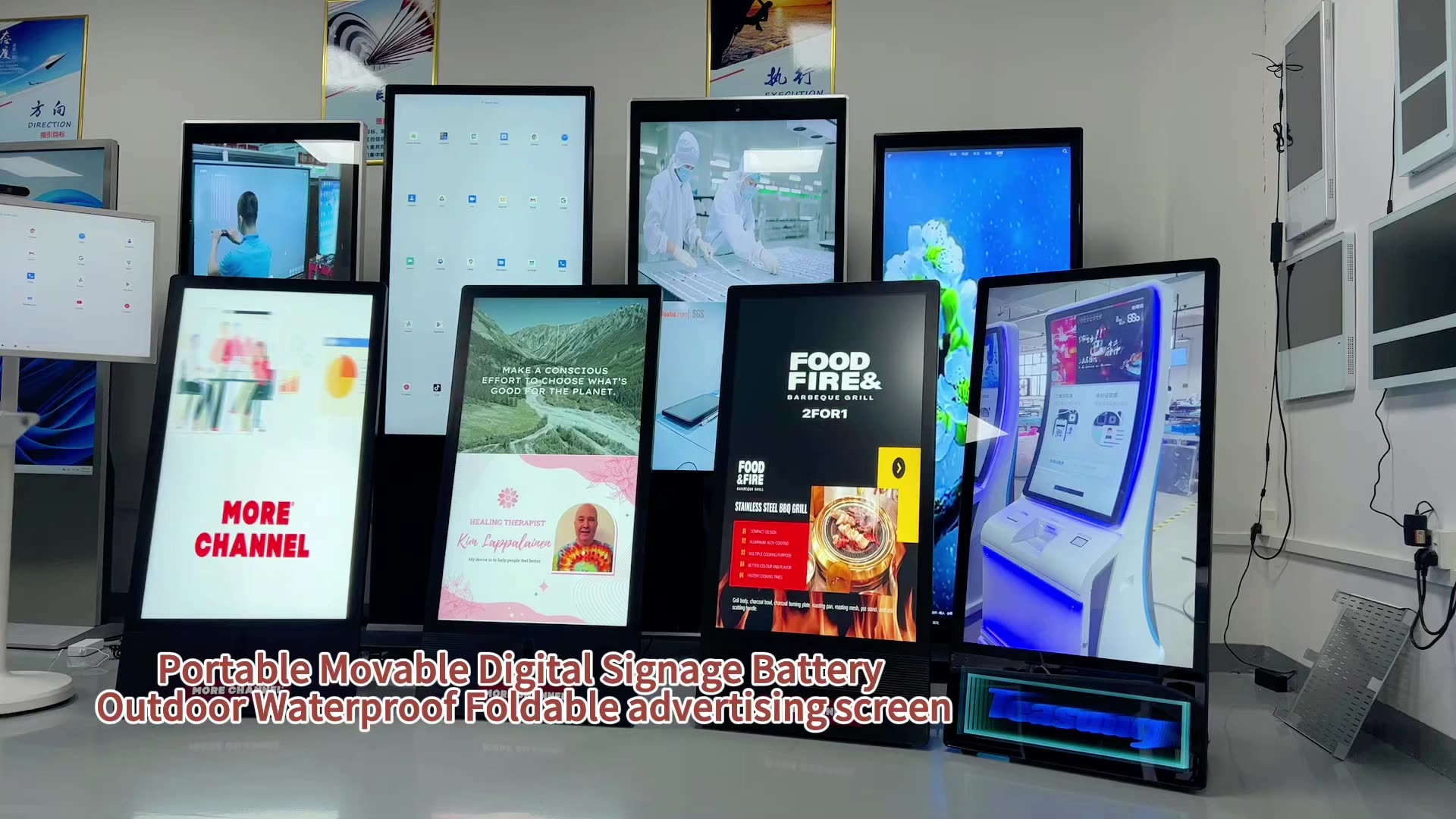 Movable Digital Poster32/43inch Portable Movable Waterproof Advertising ...