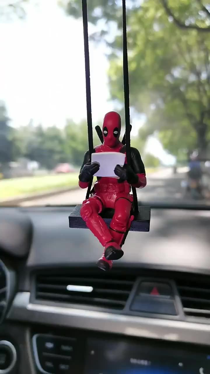 Cartoon Deadpool Car Rearview Mirror Car Pendant Reading Deadpool Car ...