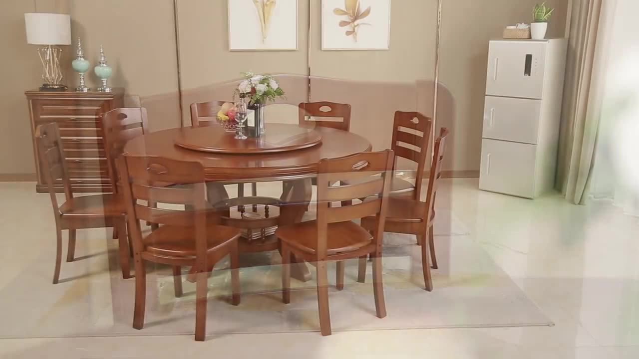 8 Seat Rotating Modern Round Wooden Dining Table And Chair Set 8 Seater ...