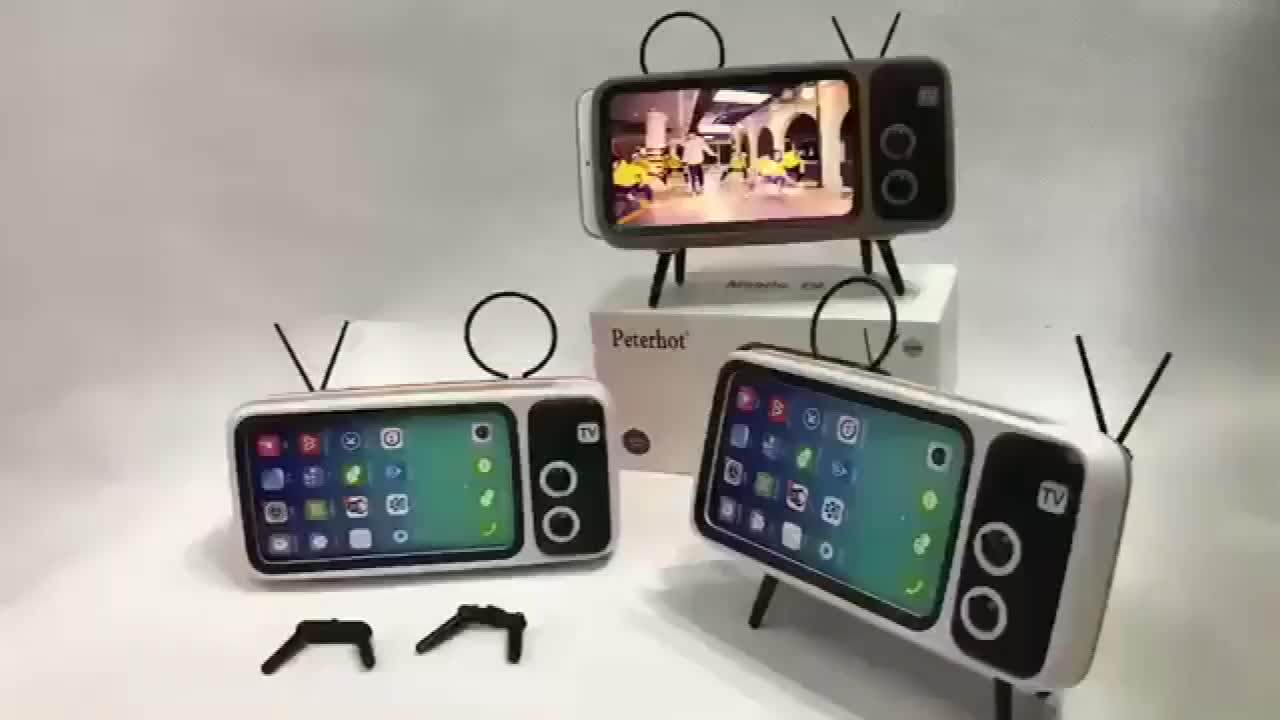 Mini Desktop Cellphone Screen Stand Wireless Bt Retro Tv Speaker Mobile ...