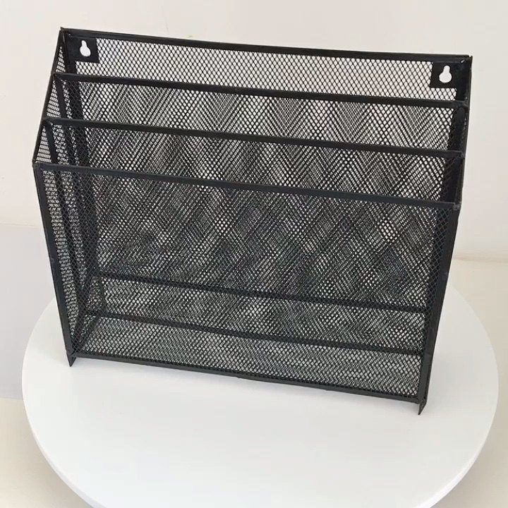 Metal Mesh Vertical Wall-mounted 3-tier File Folder Organizer - Buy 3 ...