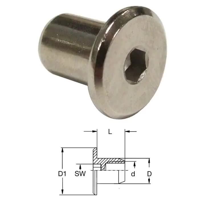 Stainless Steel Csk Socket Countersunk Sleeve Nut - Buy Hex Socket Nut ...
