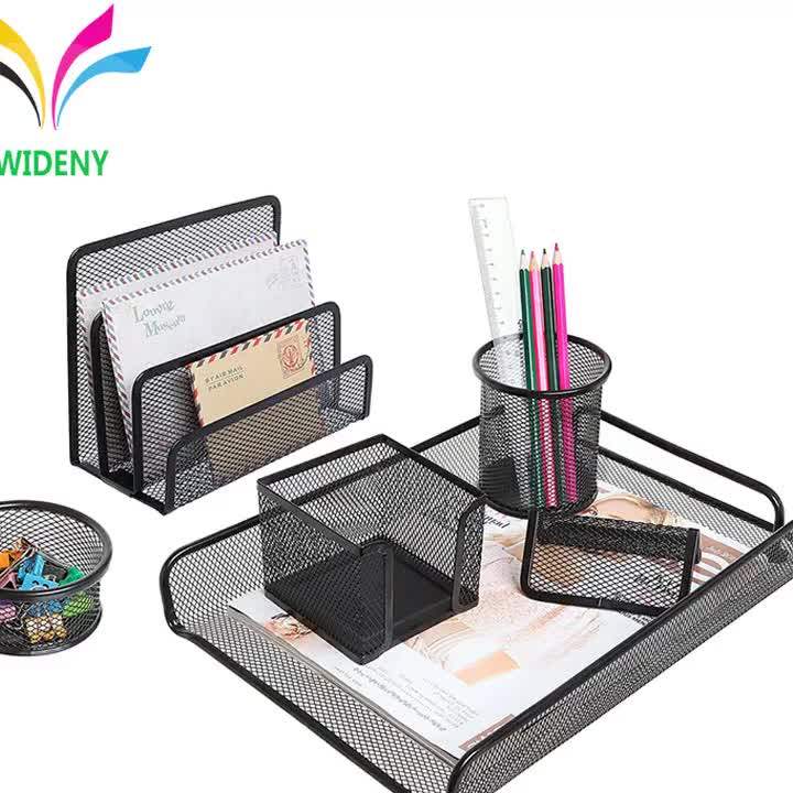 Custom Metal Mesh Office Desktop Organizer Desk Accessories Stationery ...