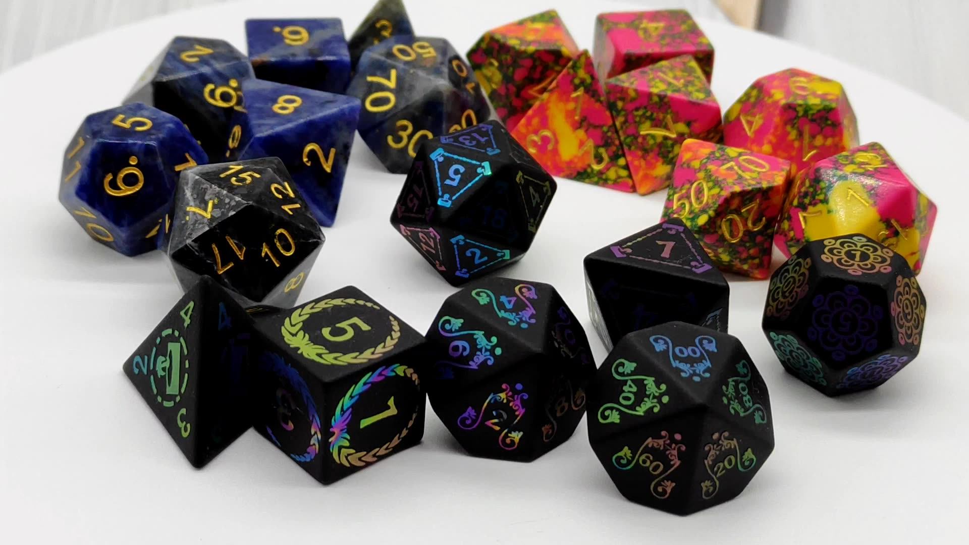 Dungeons And Dragons Resin Sharp Edge Rainbow Obsidian Gem Dice Stone ...