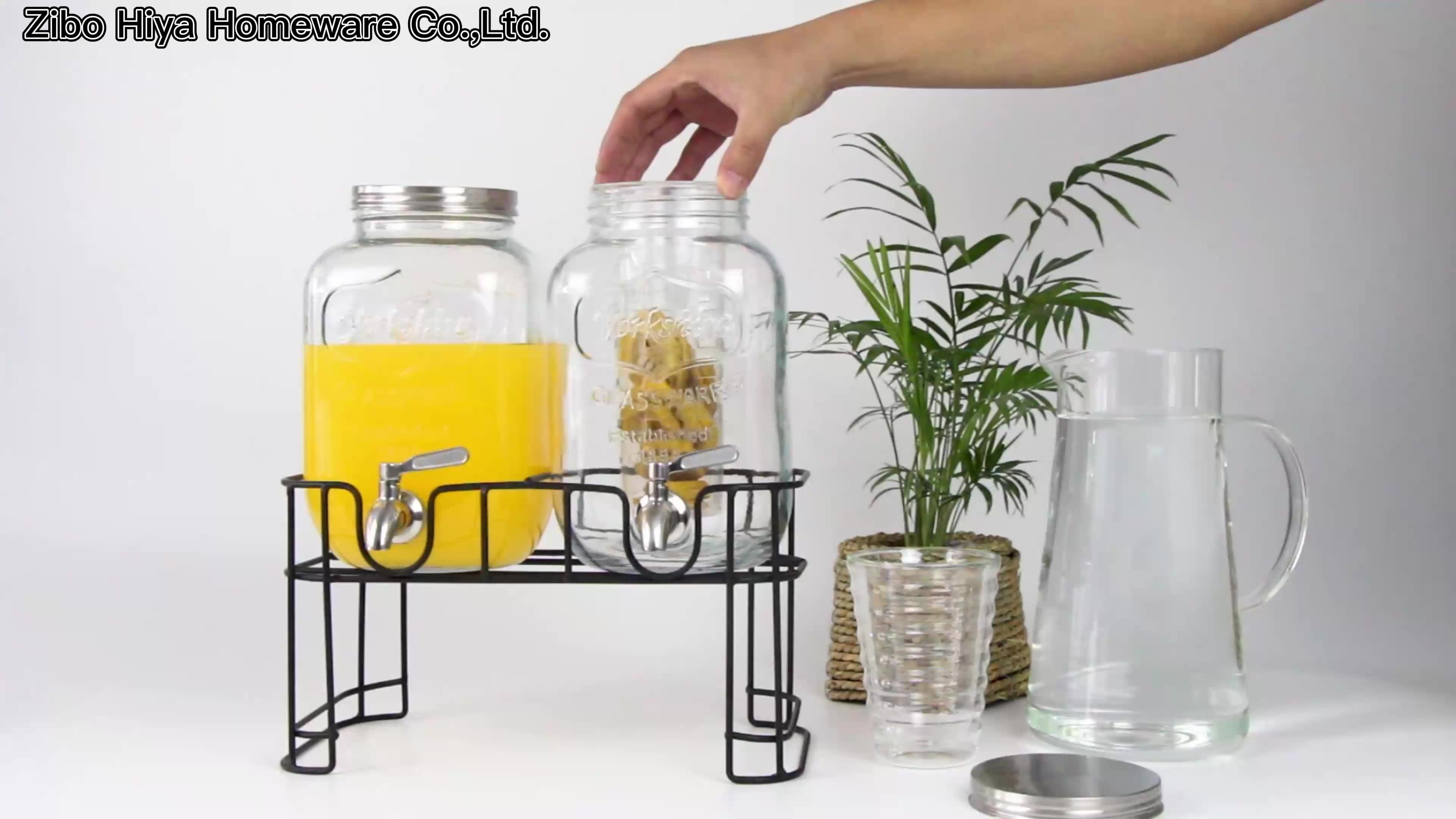 Wide Mouth 5 Liter Tiki Shape Glass Mason Juice Water Dispenser Jar ...