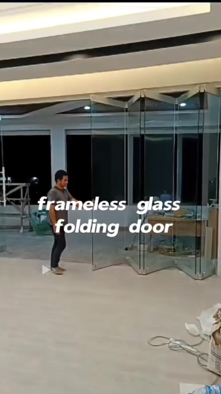 Sunroom Frameless Glass Sliding Folding Door Glass Veranda Patio Bifold Door Hardware Panorama ...