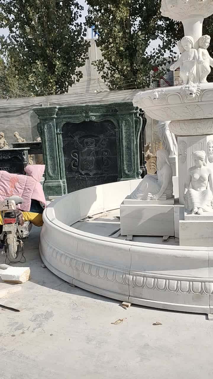 Large Outdoor Hand Carving Stone Angel Garden Statues Fountains Naked ...