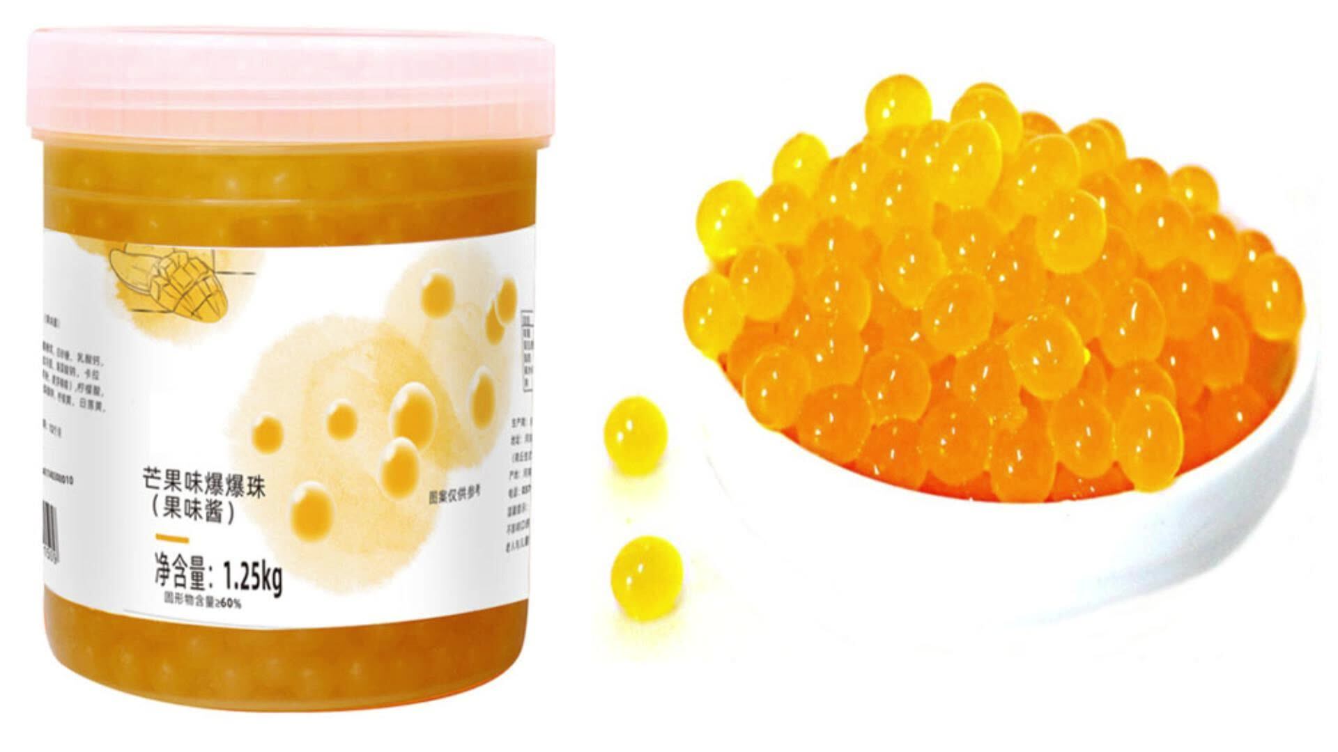 1.25kg Popping Boba Mango Raw Material For Drink Milk Tea Boba Pearls ...