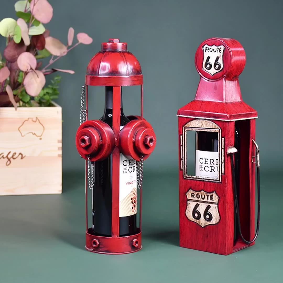 Classic Industrial Style Red Telephone Booth Retro Metal Wine Rack ...