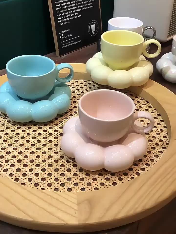 Eka Custom Logo Printed Creative Cloud Cup With Saucer Sets Coffee Milk ...