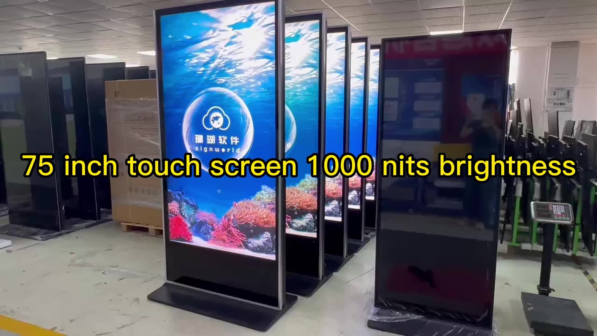 49 55 65 Led Lcd Poster 4k Touch Screen Floor Stand Digital Signage And ...