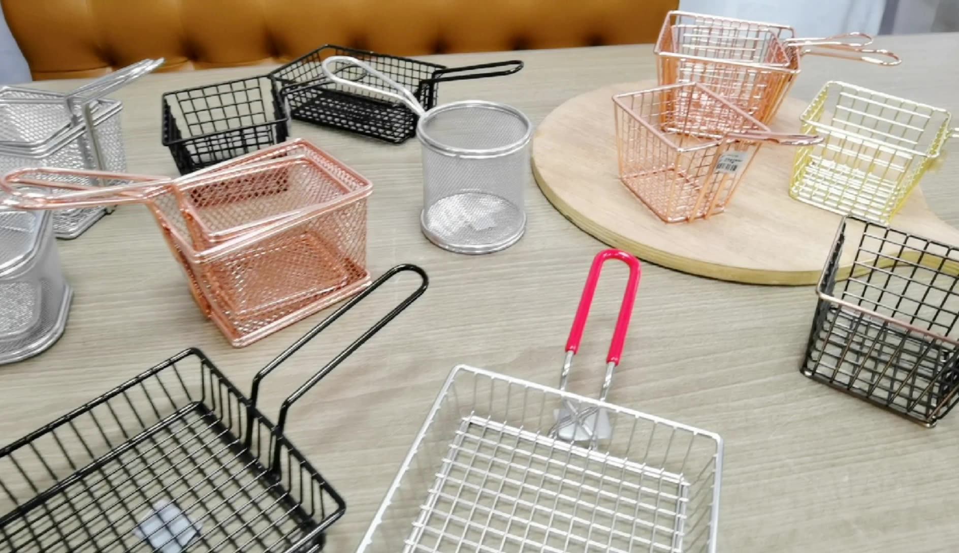 Restaurant Wire Mesh Stainless Steel Serving Mini Metal Silver Square ...