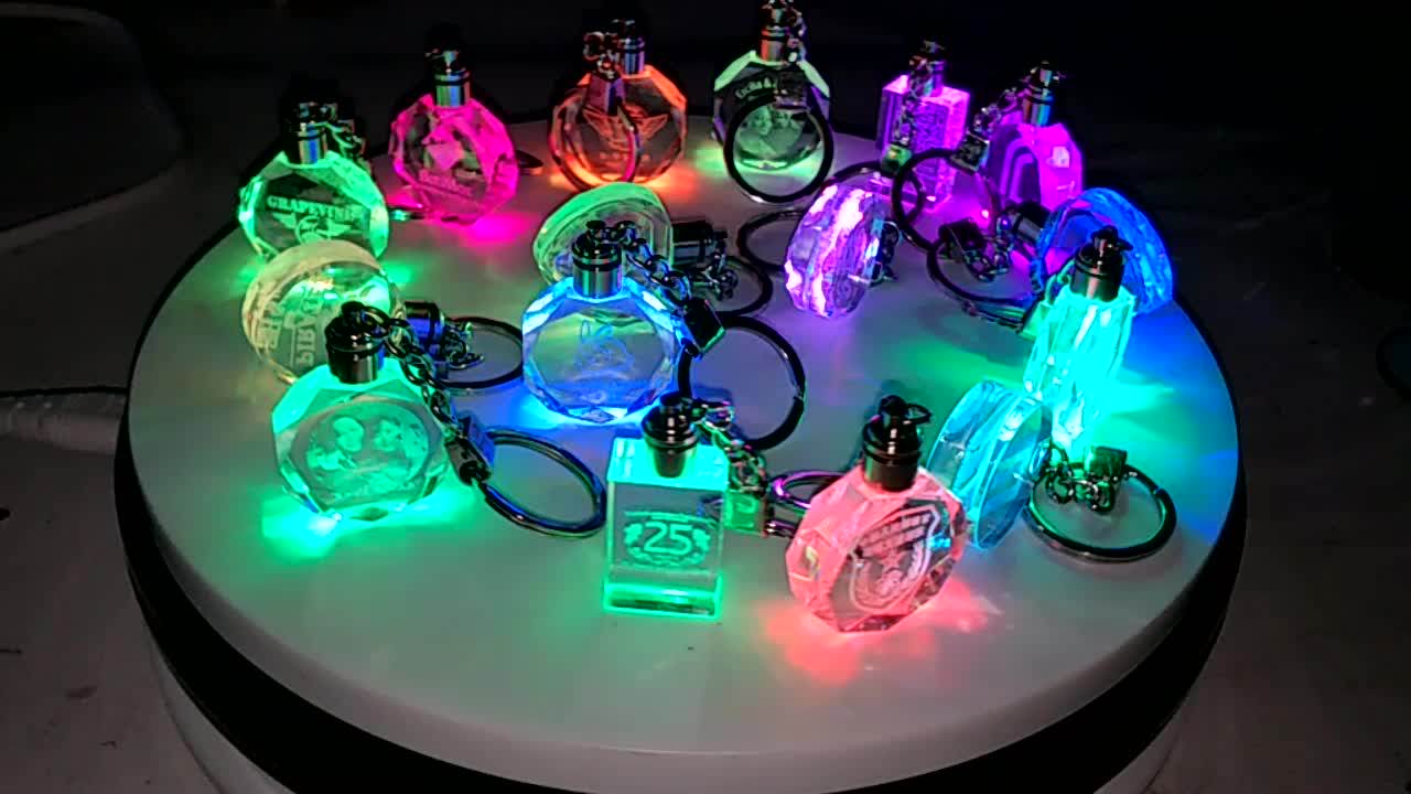 Customized 3d Laser Engraved Car Logo Led Light Crystal Key Chain Key ...