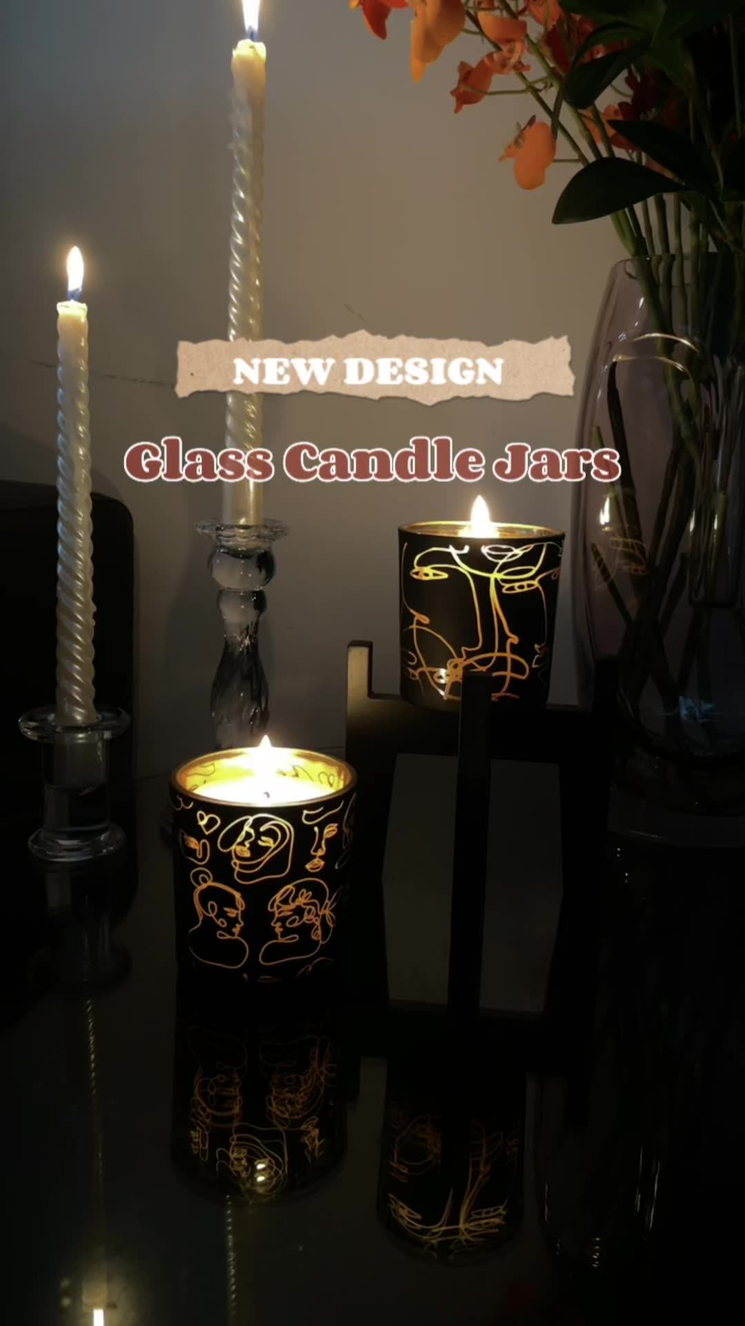 New Products Luxury Candle Vessels Container Abstract Art Face Painting ...