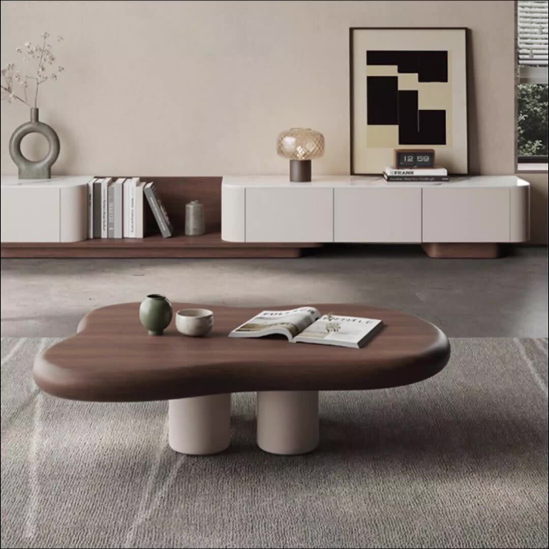 Modern Nordic Irregular Shape Coffee Table Living Room Furniture Cream ...
