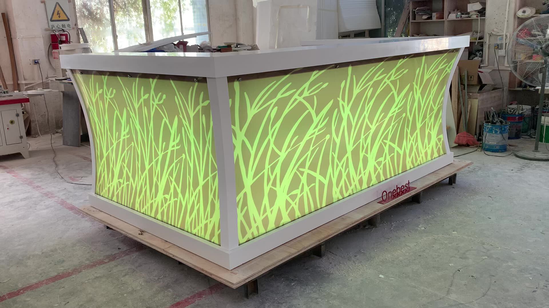 Quartz Stone Bar Table Top Solid Wood Pattern Bar Counter Digital Led ...