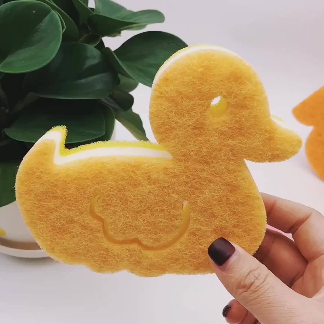 Yellow Duck Shape Cleaning Scrub Sponge Pad For Sink Bowl Dish Pan ...