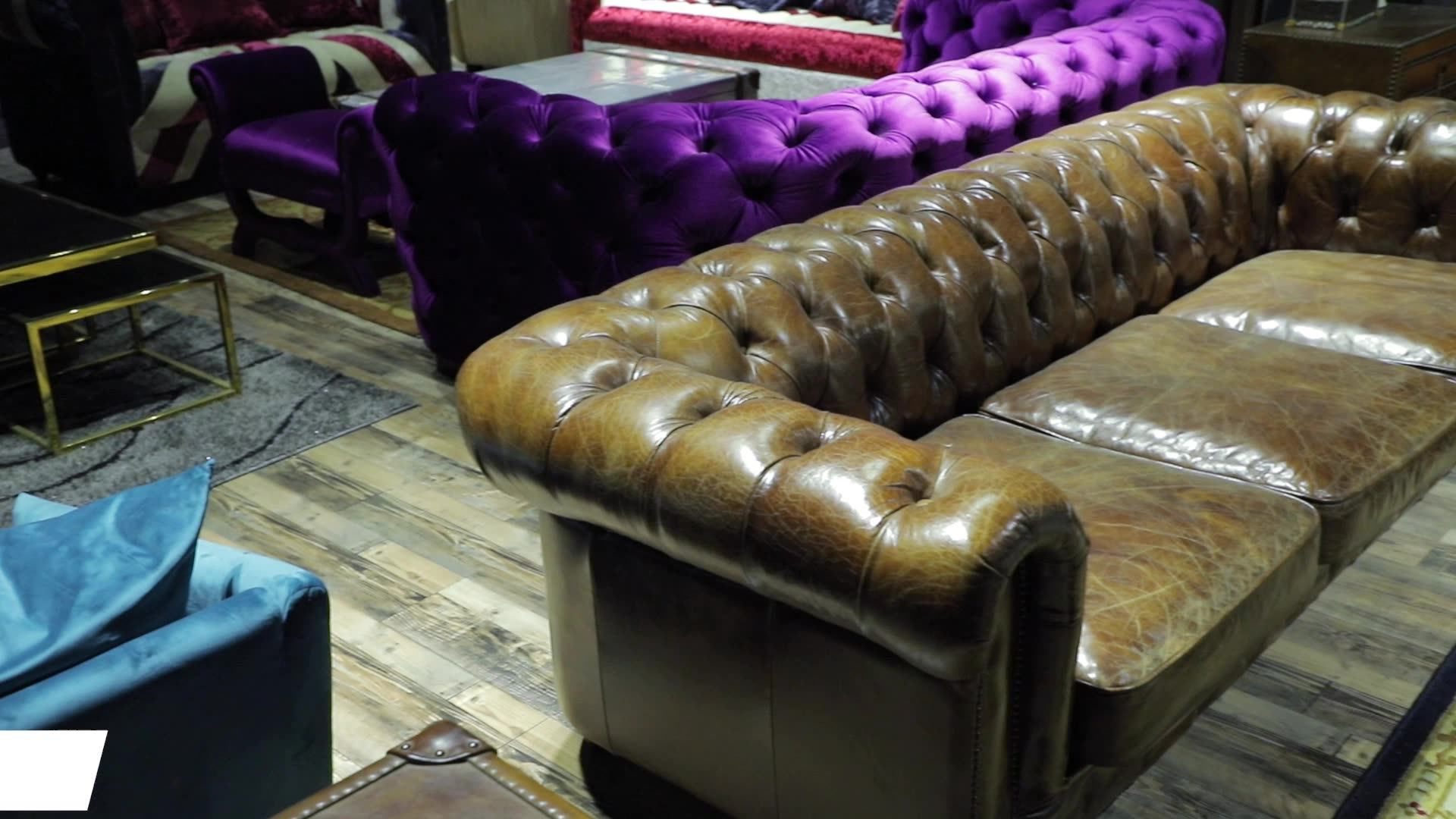 Luxury Vintage Style Genuine Leather Chesterfield Sofa Sets Base For ...