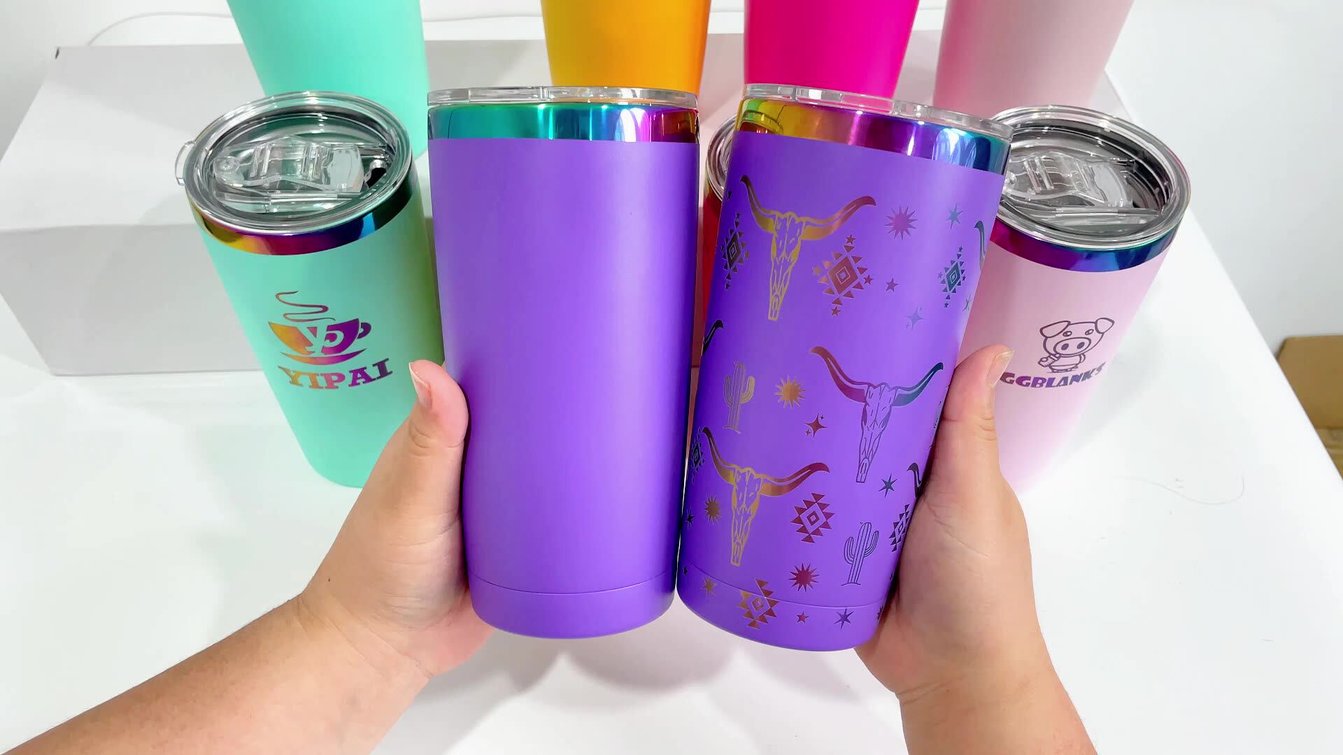 Rts New Powder Coated Vacuum Insulated Colorful Rainbow Plated 20oz ...