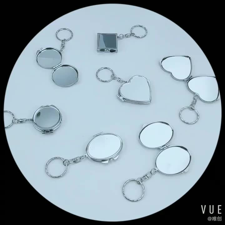 Logo Custom Love Compact Mirror Keychain Heart Shaped Compact Travel ...