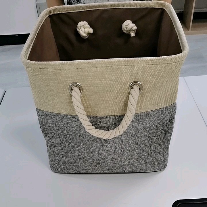 13 Inch Storage Box Organizer Basket Foldable Cotton Linen Fabric ...