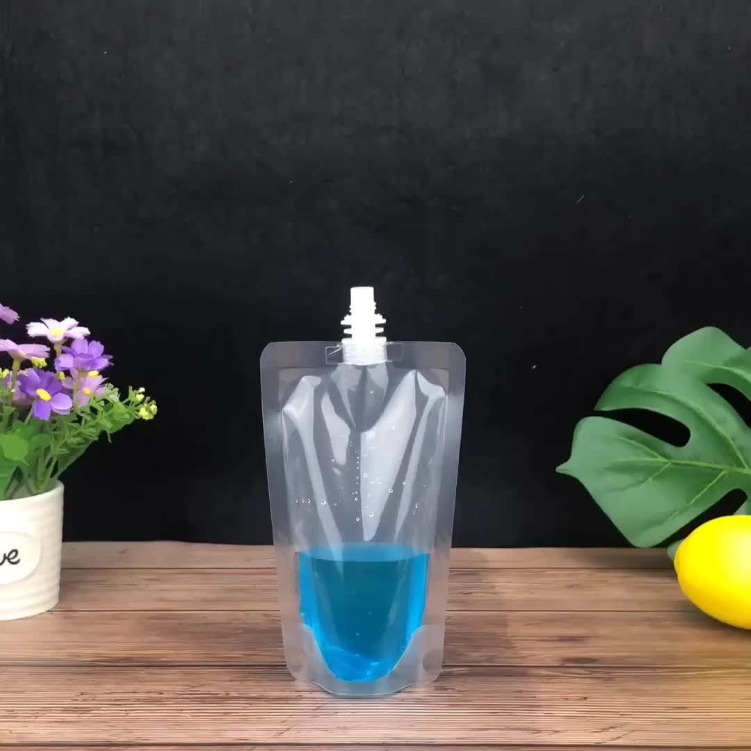 Clear Transparent Plastic Stand Up Packaging Soft Drink Bag With Spout ...