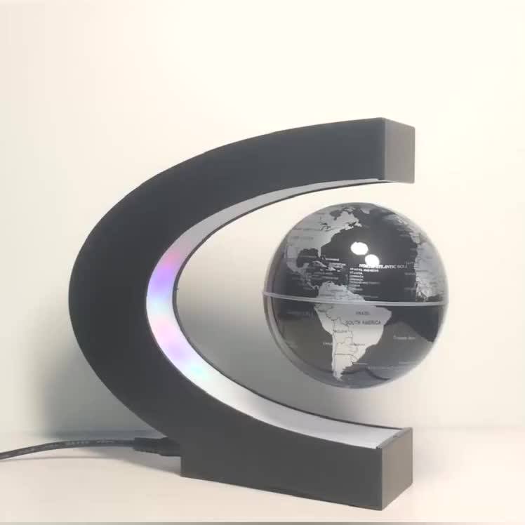 Novelty C Shape Led World Map Floating Globe Magnetic Levitation Light ...