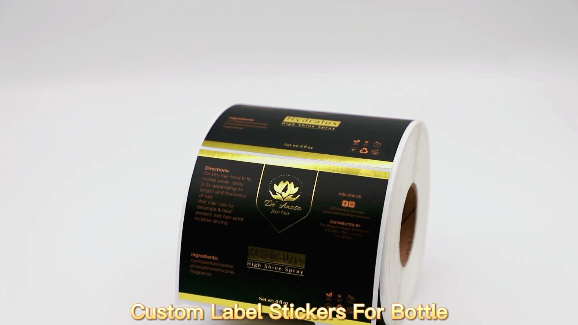 Custom Printed Paper Logo Gold Foil Sticker Self Adhesive Bottle Vinyl ...