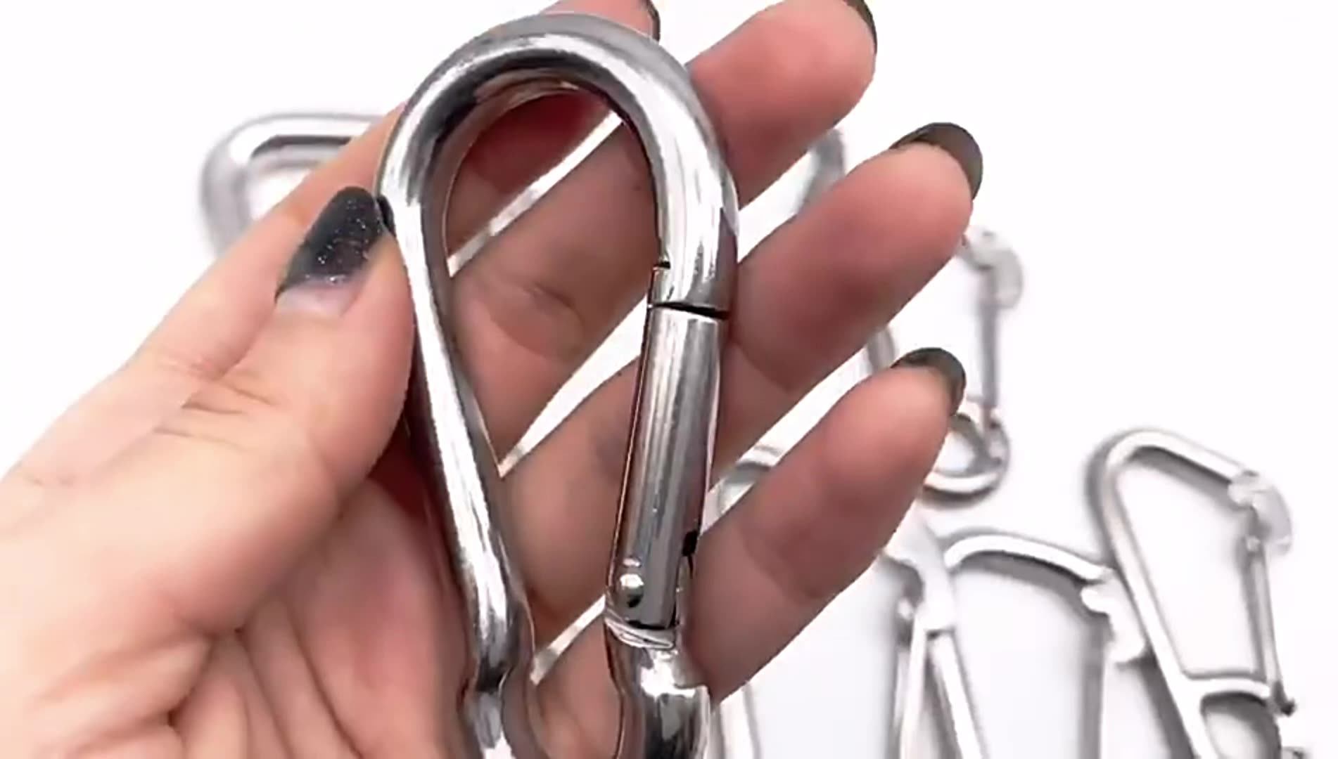 Stainless Steel Heavy Duty Carabiner Clips With Round Hole Snap Hook ...