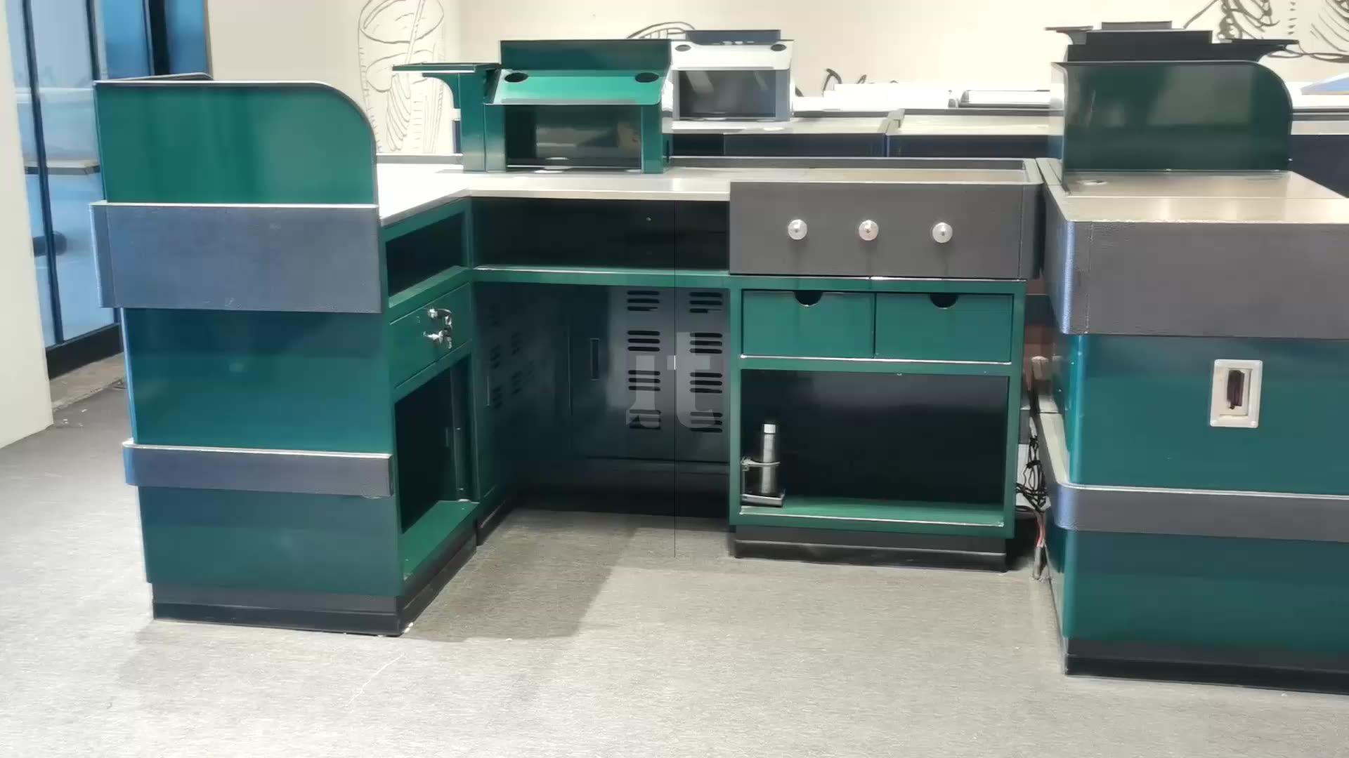 Supermarket Design Retail Cash Register Table Checkout Counter Cashier ...