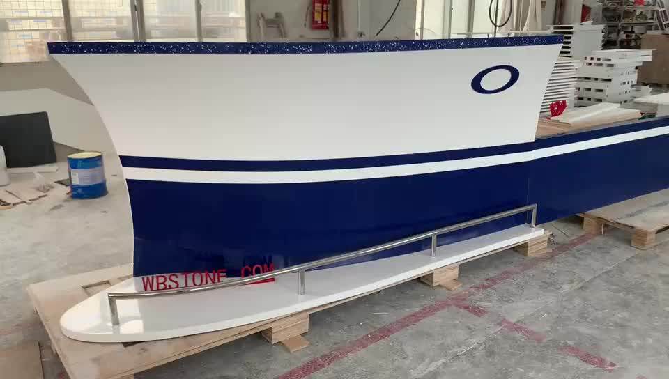 Artificial Stone Boat Shape Restaurant Mini Cocktail Bar Counter Design ...