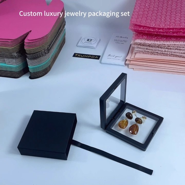 Black Packaging Box Cardboard Packing Suspension Transparent Pe Film ...