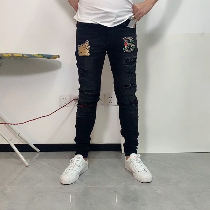 Large Size Men's Punk Pants Street Wear Jeans Patchwork Designer ...