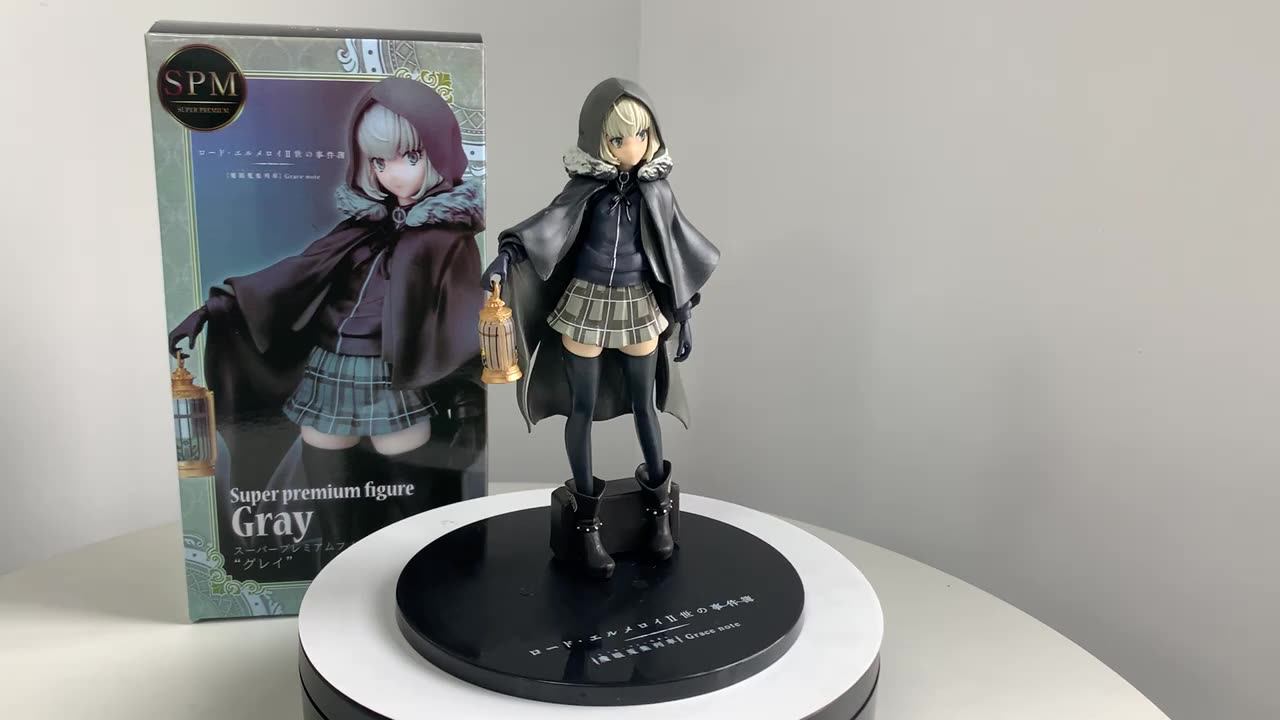 Hot Anime Fate Gray Figure 23cm Pvc Black Cloak Plaid Black Knee Socks ...