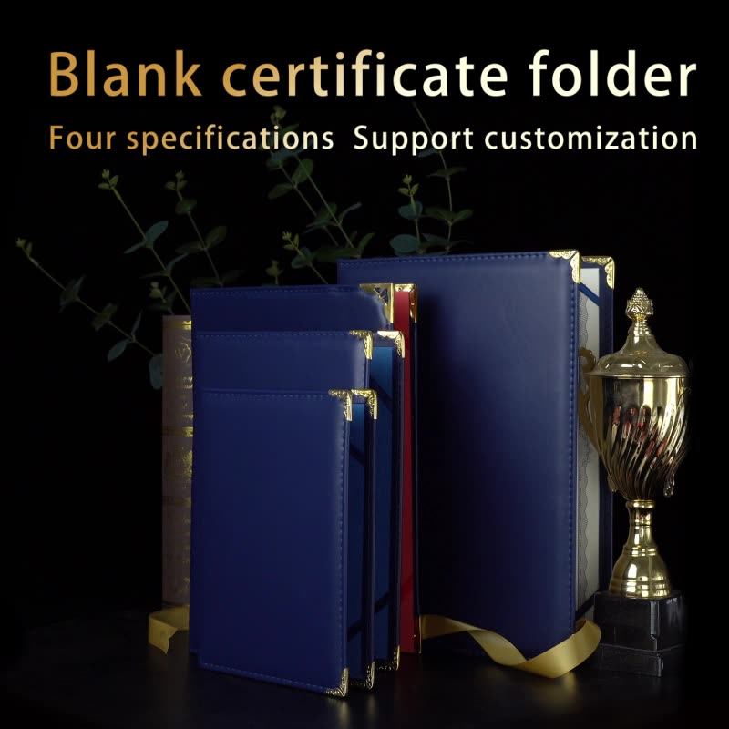 A4 Size Blank Customized Diploma Of Graduation Blue Pu Leather Smooth ...