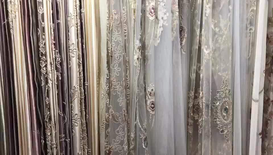 Flowers Embroidered Organza Fabric Sheer Curtain - Buy Embroidered ...