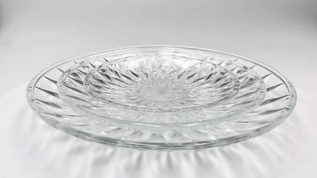 Set Piring Makan Kaca Bening Bulat Ramah Lingkungan,Piring Bening Bulat ...