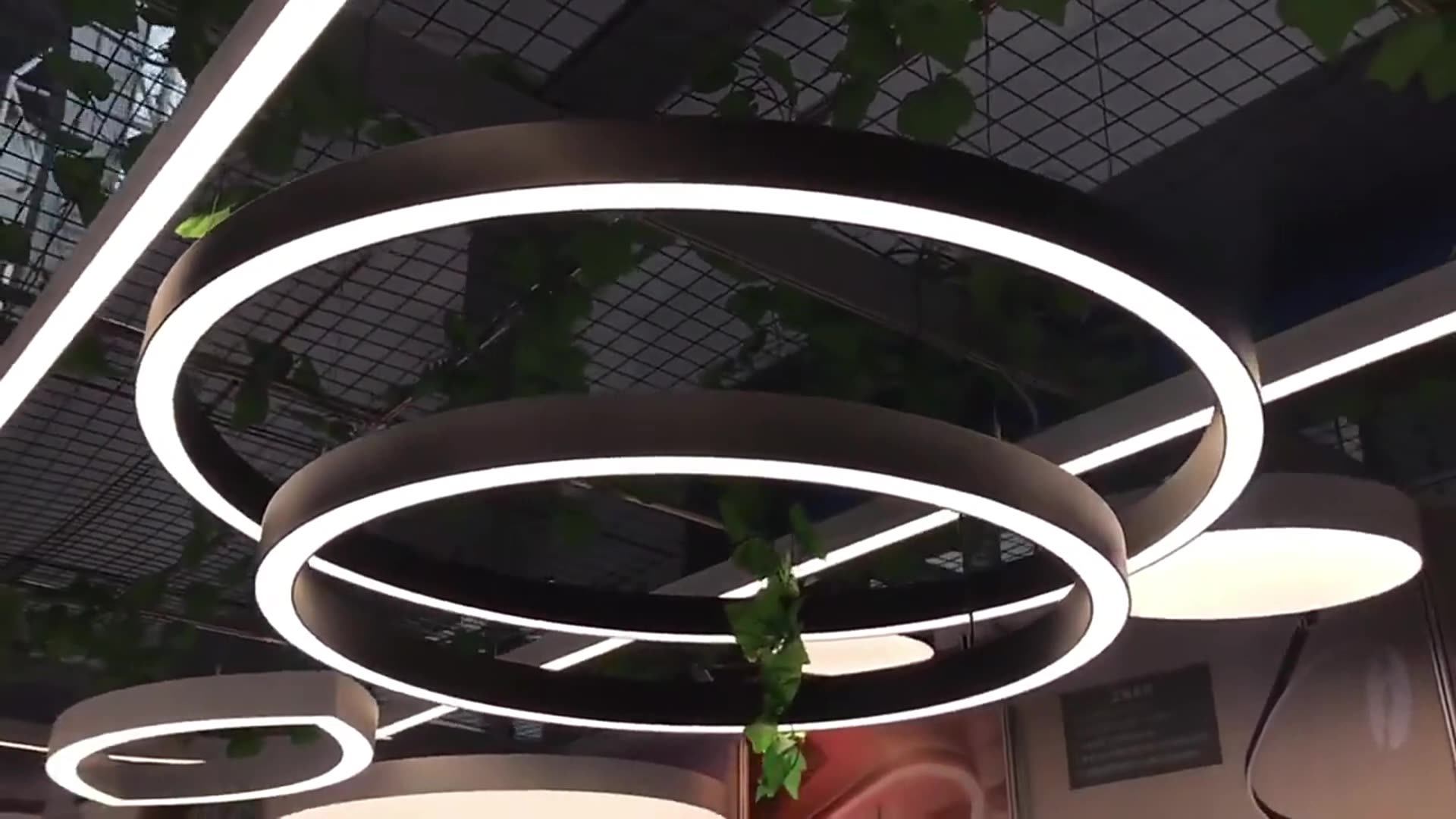 Modern Black Led Pendant Lamp Rings Circle Ceiling Hanging Chandelier ...