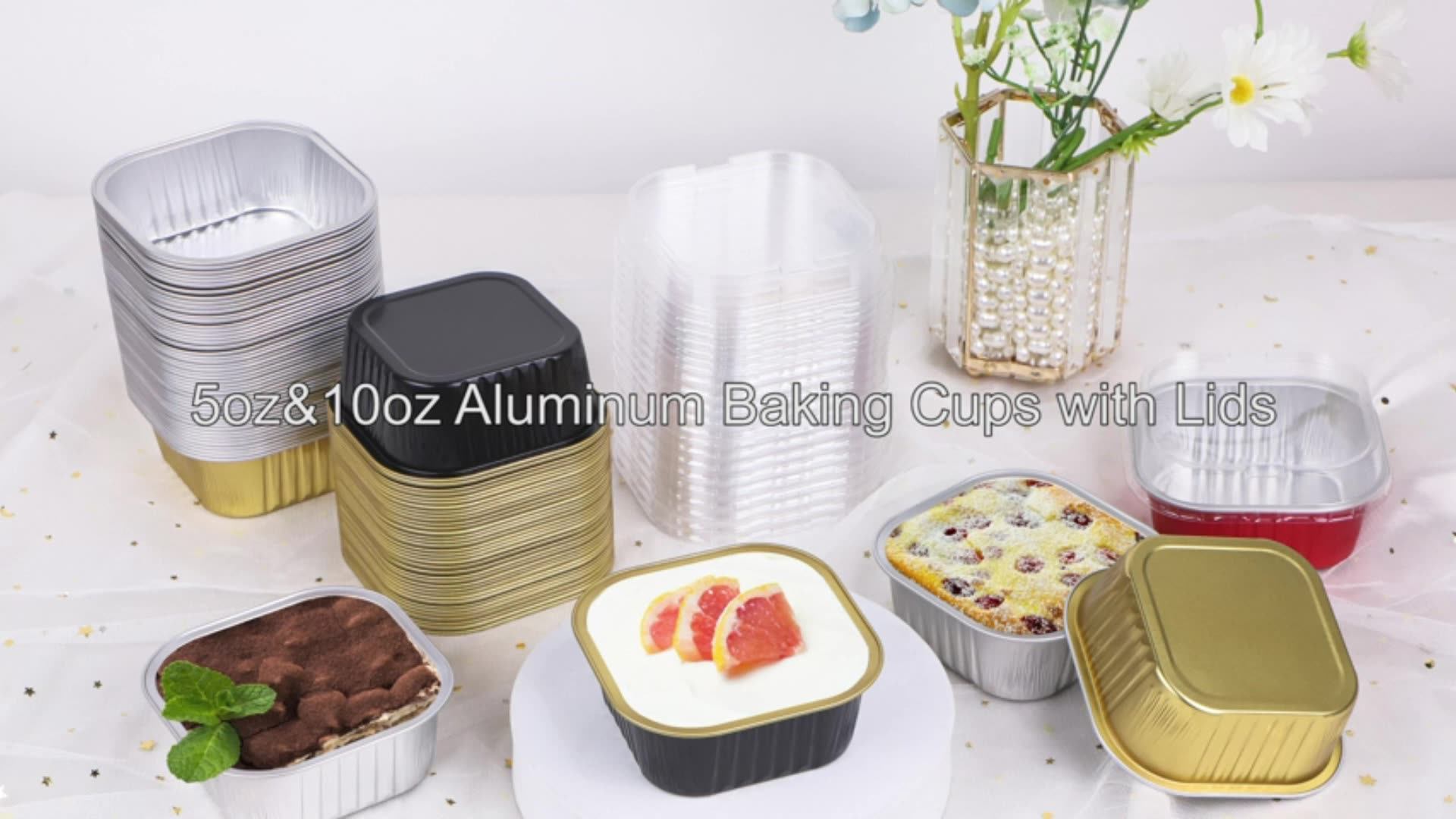 Cupcake Liners With Lids 5oz Baking Cups Aluminum Foil Mini Cake Pans ...