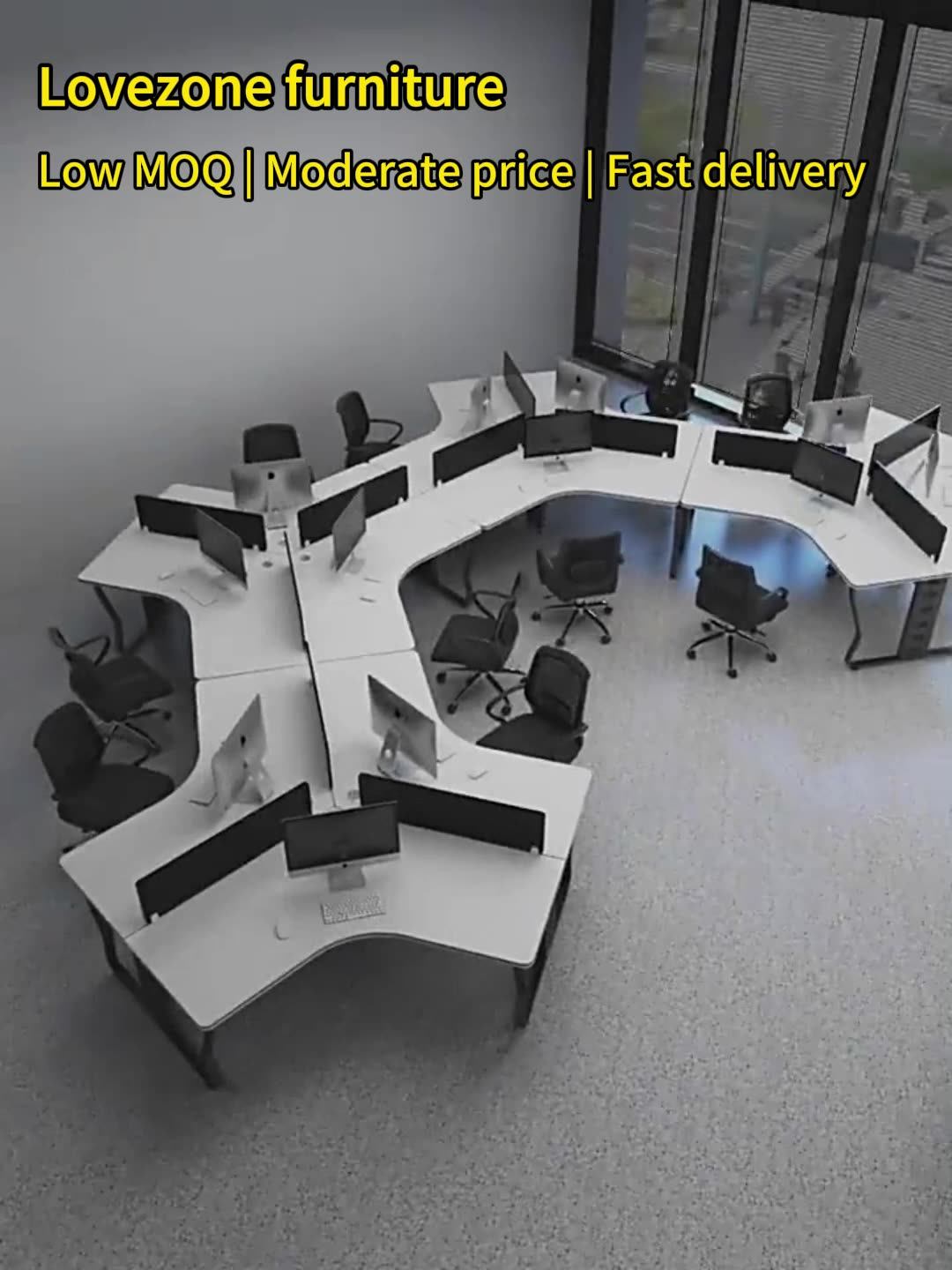 Modular Office Desk And Cabinet Set Modern Y Shaped 8 Person Commercial ...