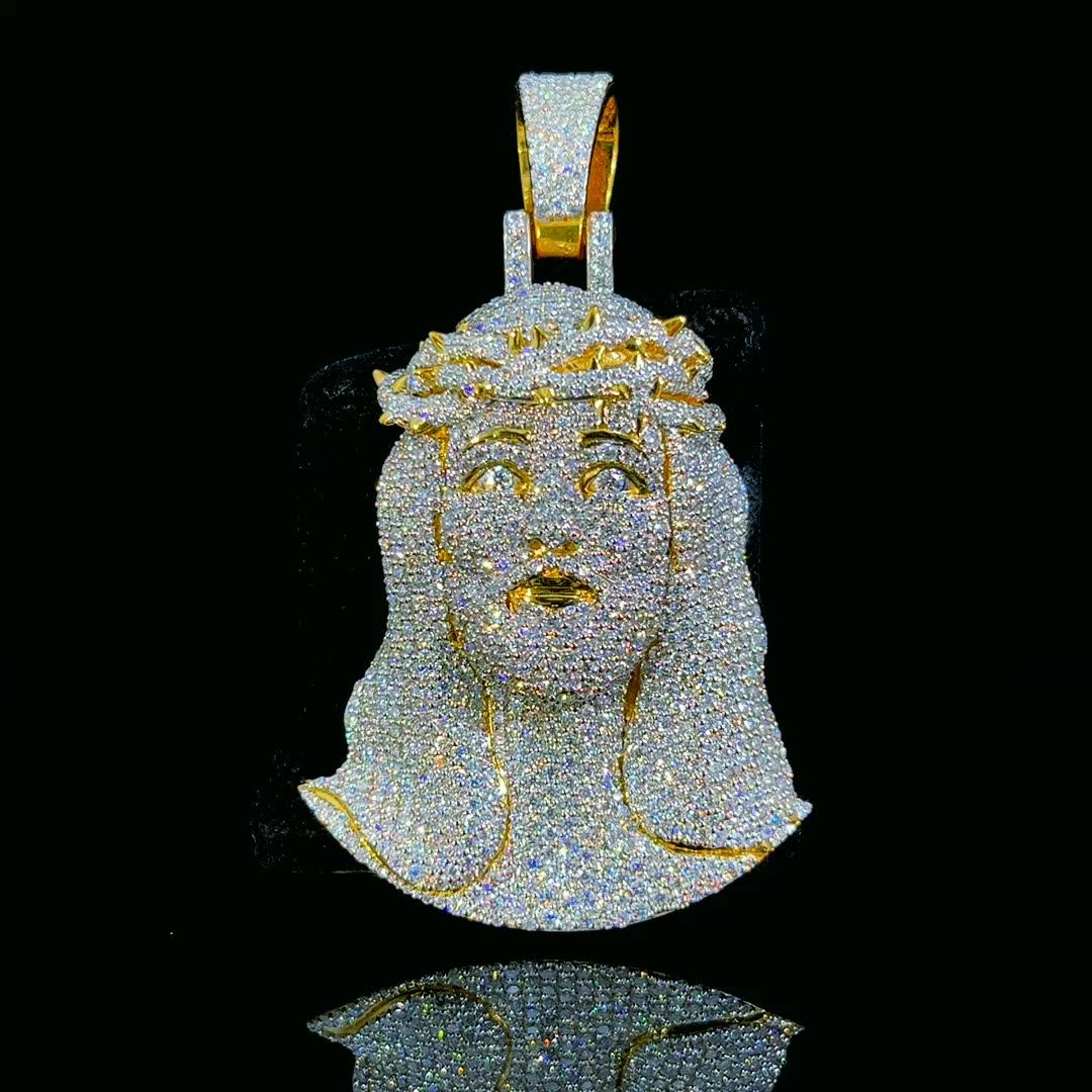 Jesus Pendant 10k / 14k Yellow Gold Pendant Vvs Moissanite Diamond ...