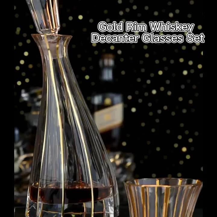 Crystal Hand Painted Gold Rim Whiskey Decanter Gold Rim Glassware ...