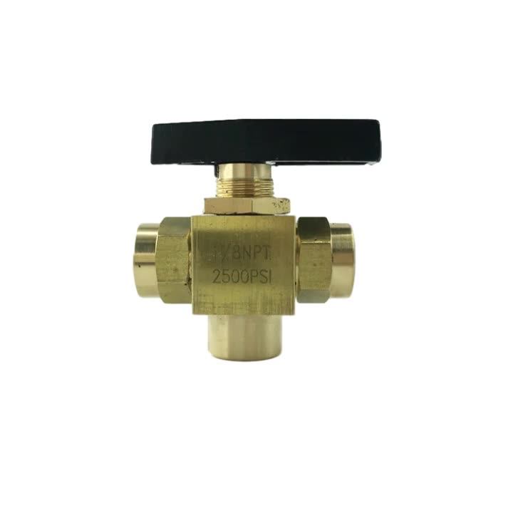 Customized 2500psi 1/8npt 3 Way Female Brass Ball Valve - Buy 3 Way ...
