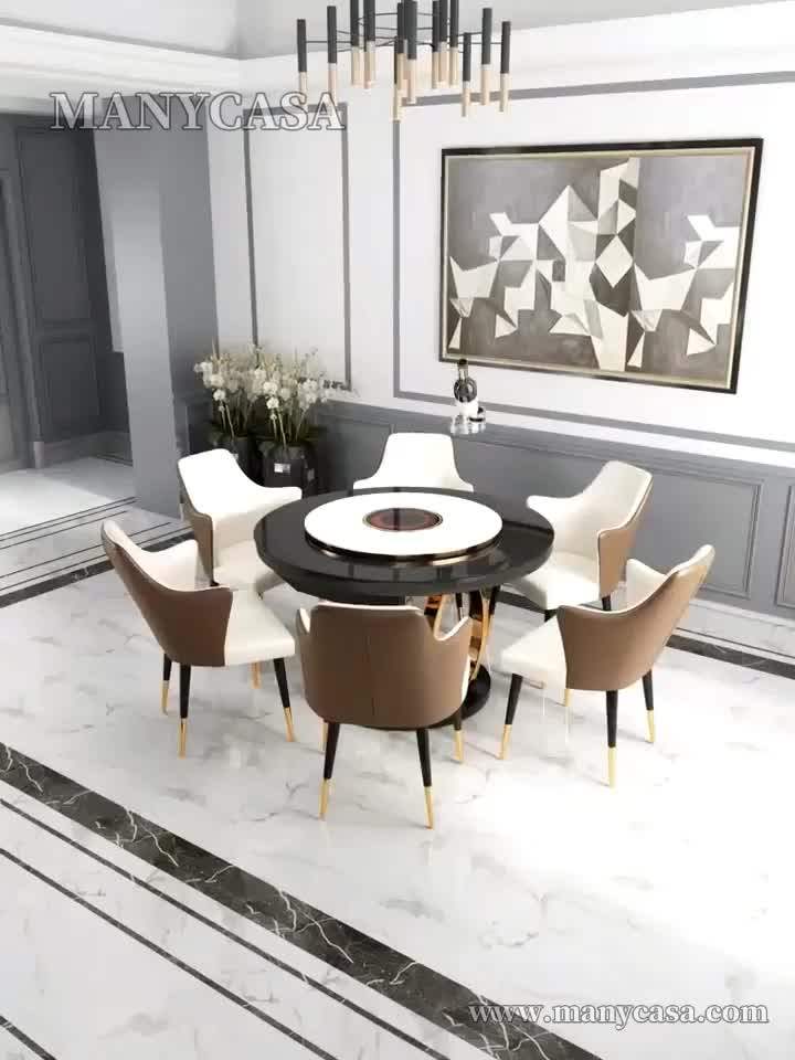 Extendable Rotating Table Restaurant Stainless Steel Base Round Marble ...